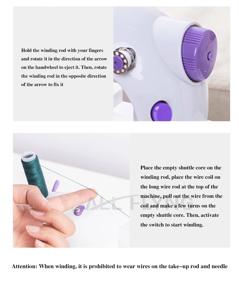 【ALL FLYING】Mini Electric 202 Sewing Machine 2-Speed Portable Sewing ...