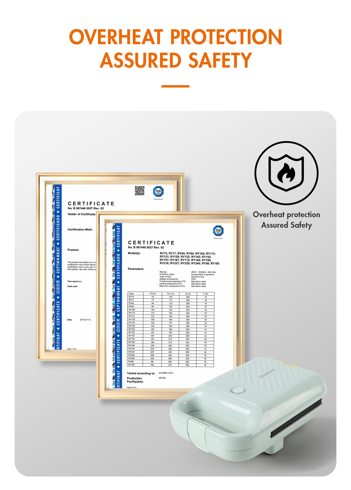 Gaabor Sandwich Maker Portable Multi-Function Toaster Frying Pan Double ...