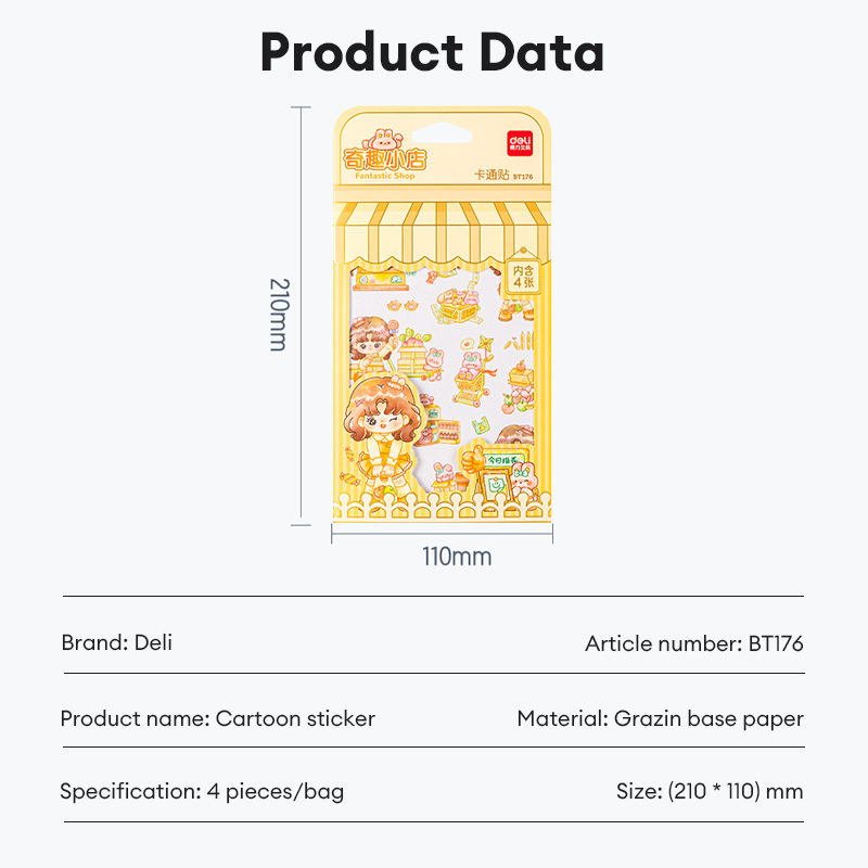 Deli 1/4Sheets Sticker Cartoon Sticker 85*195mm BT173 | Shopee Philippines