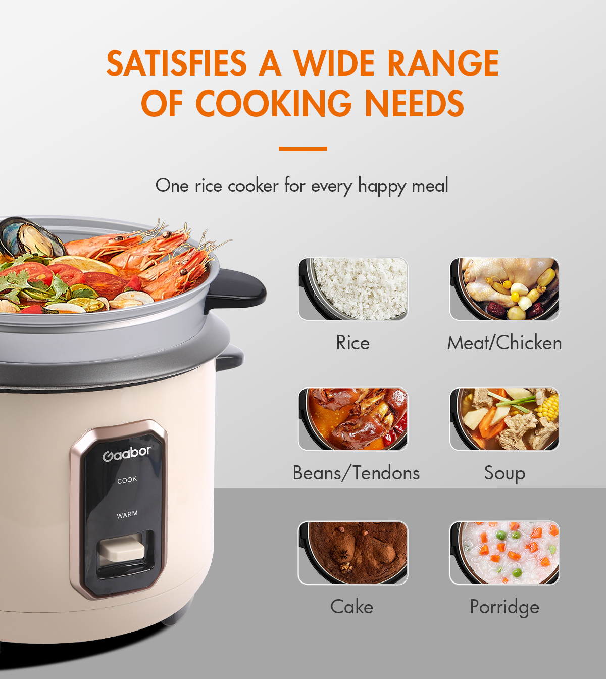 Gaabor Rice Cooker Accurate Temperature Control Equipped With Steamer ...