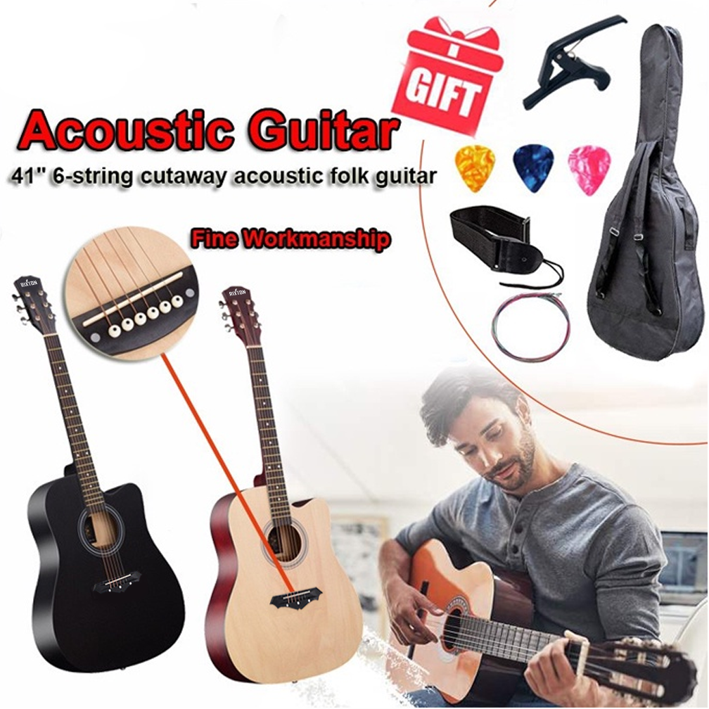 RIXTON Acoustic Guitar For Beginners With Complete Sets 38 Inch And 41 ...