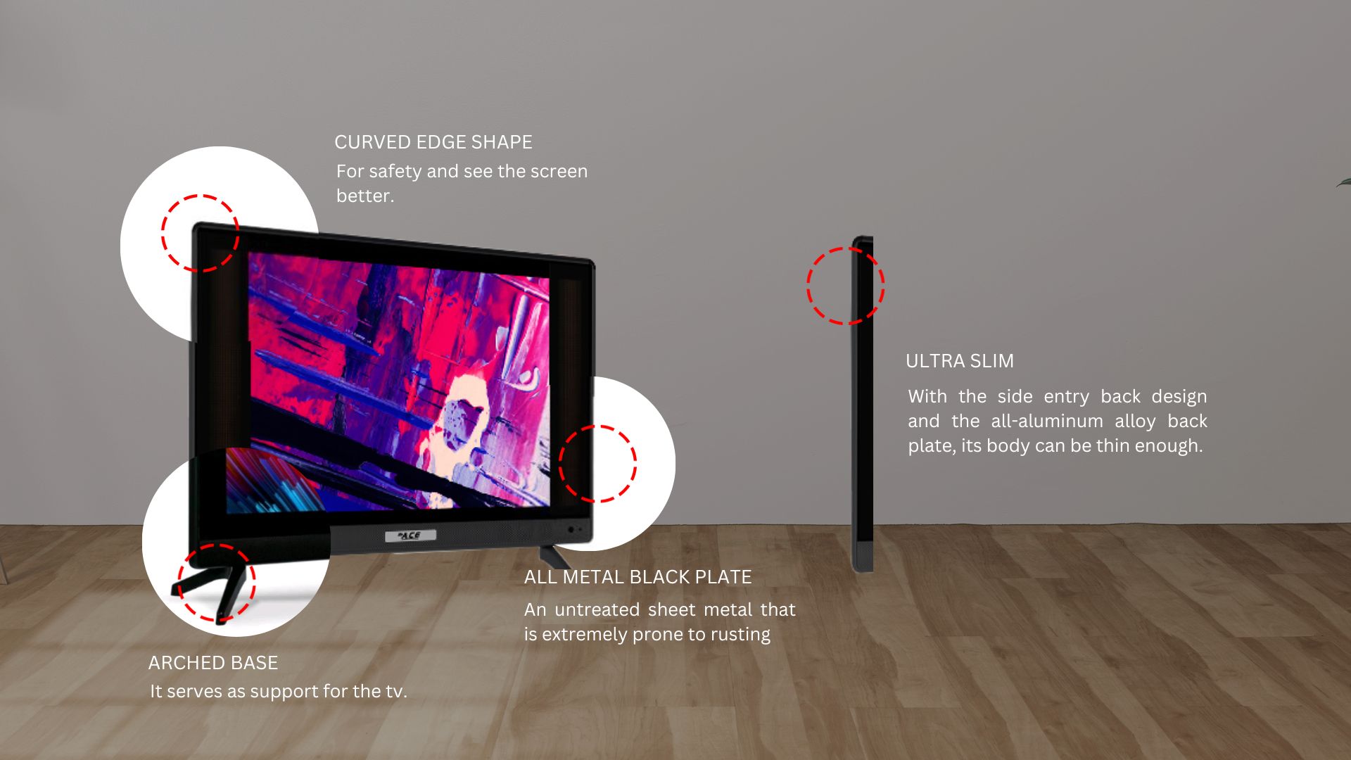 Ace 24 inch Super Slim Full HD LED TV Black LED-802 | Shopee Philippines