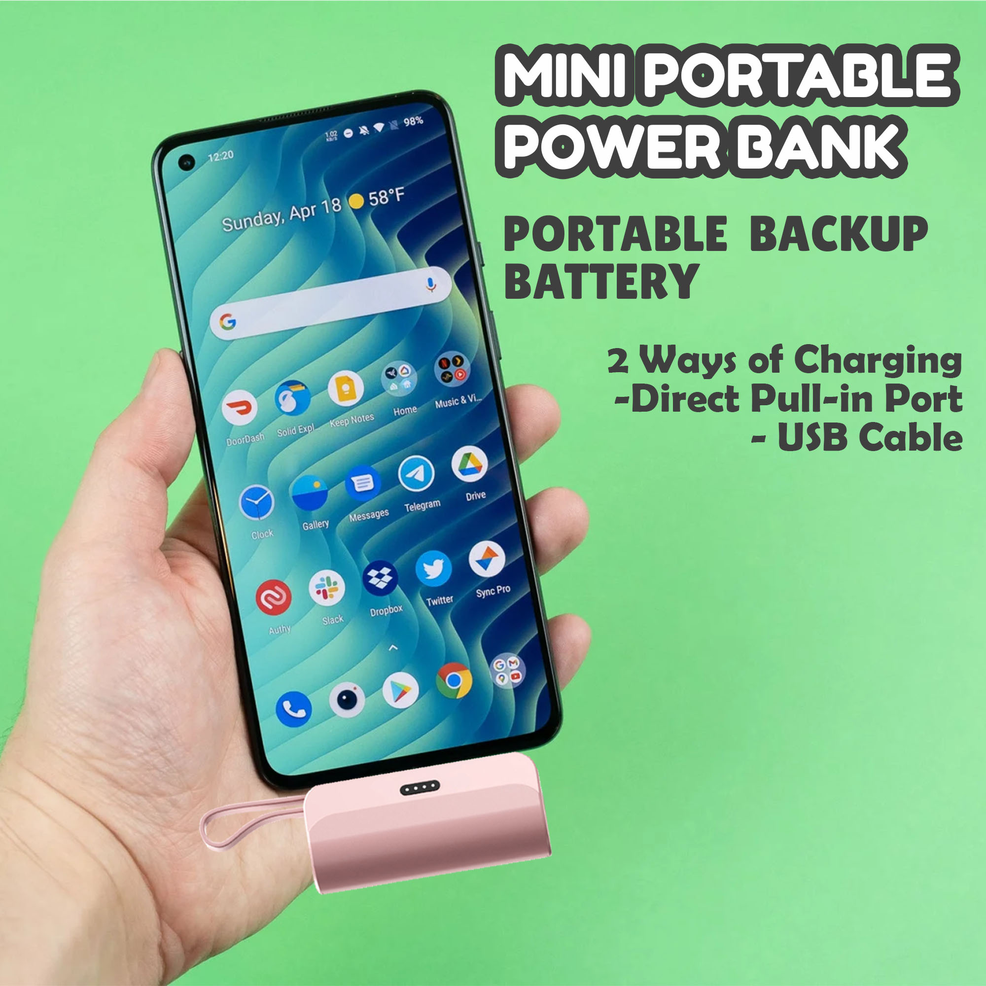Portable Mini Power Bank Charger for USB C Android Device (Direct ...
