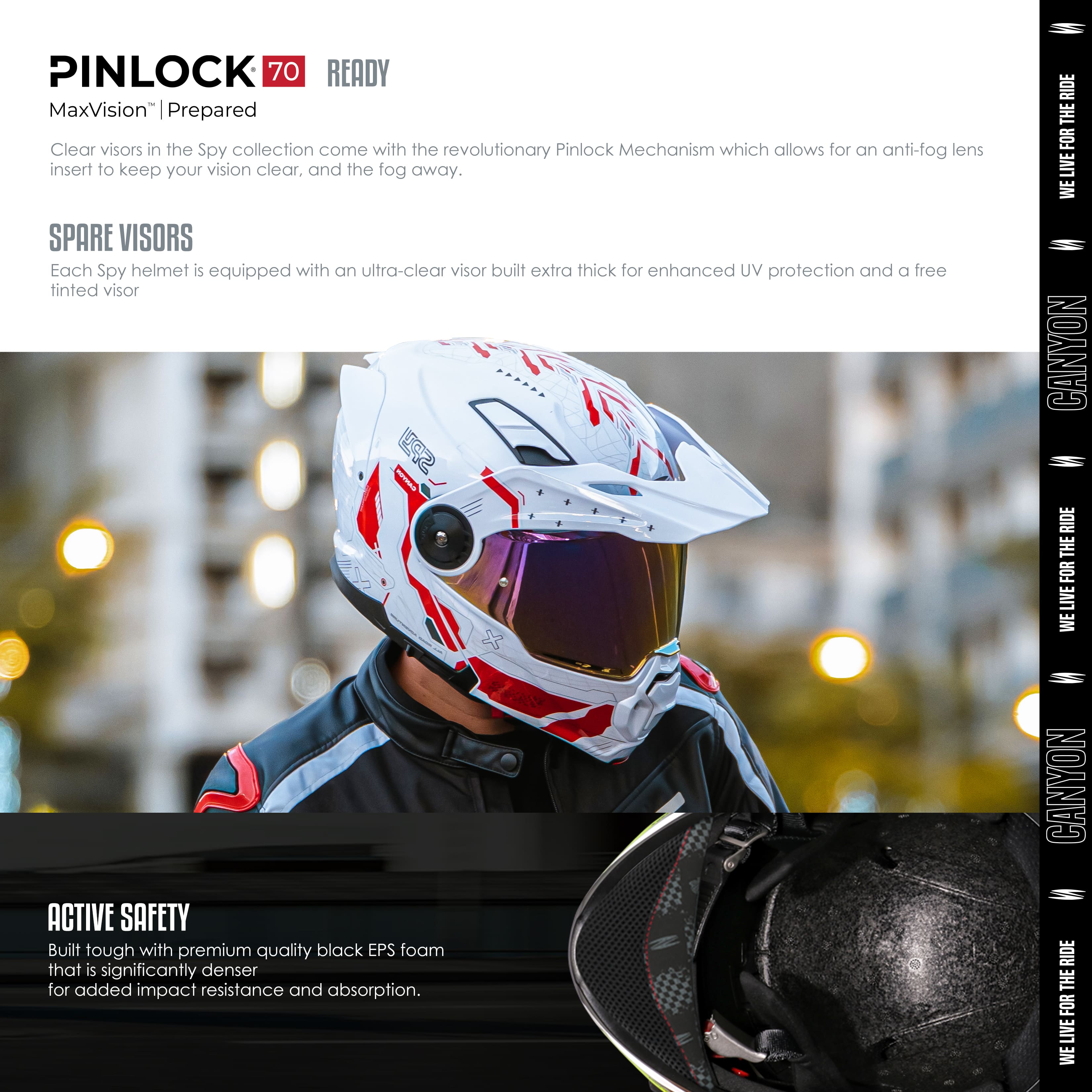 SPY Canyon PD S0 - Fiber Glass Modular Dual Visor Helmet (Free Clear ...