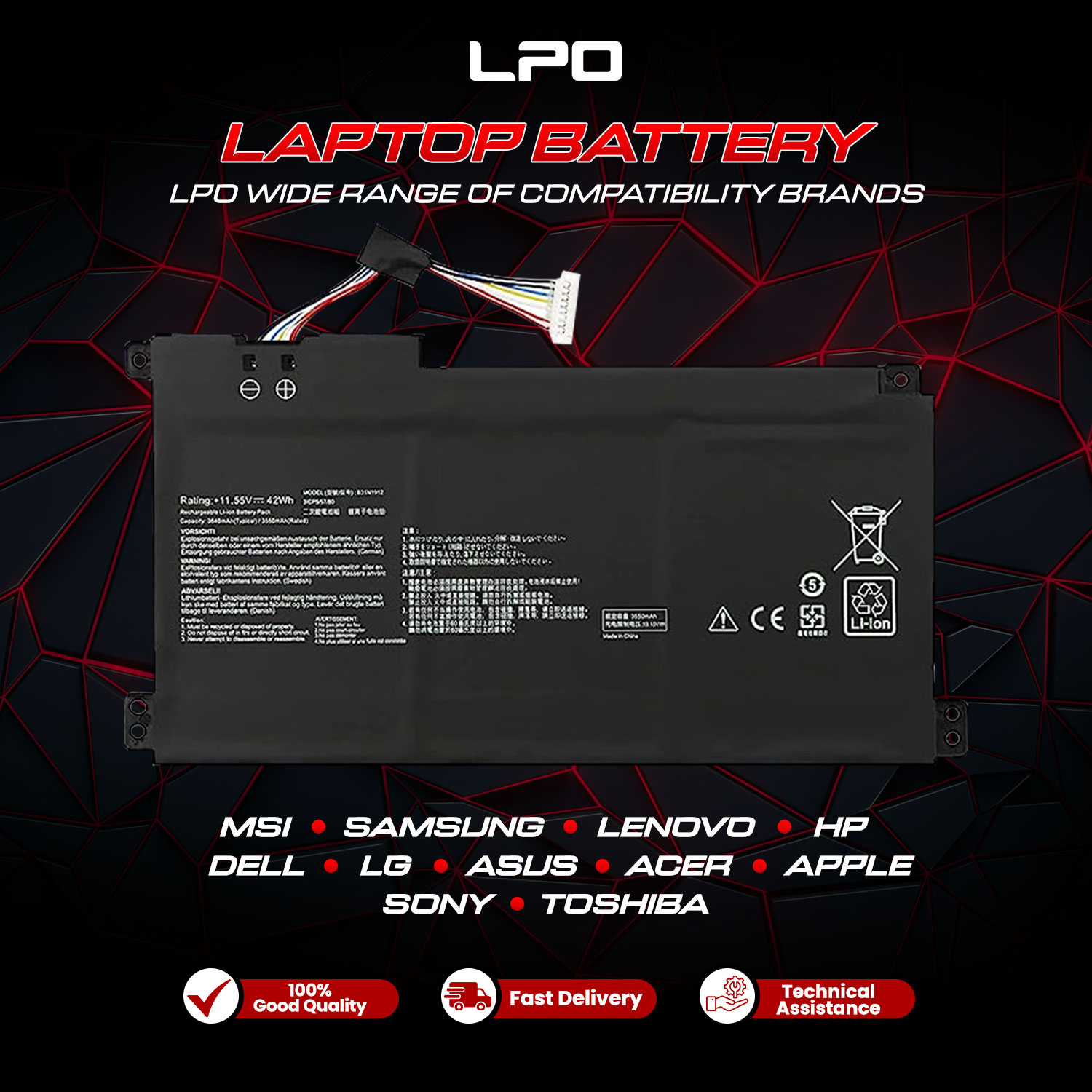 LPO Laptop Notebook Battery DV6 MO06 Compatible With HP DV7-7099 DV6 ...