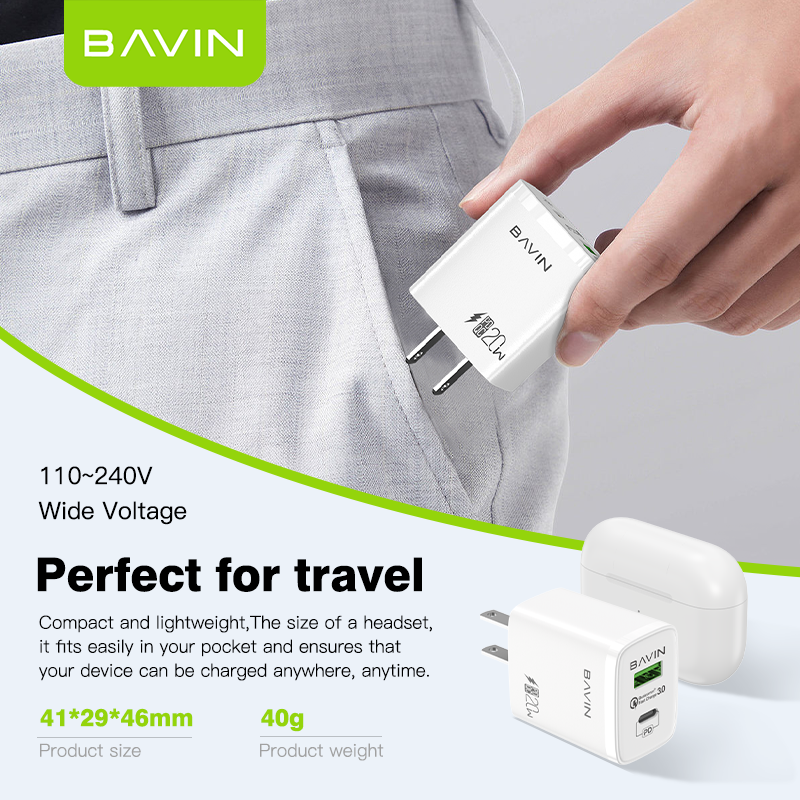 BAVIN PC905 / PC902 PD20W+QC3.0 Fast Charging Charger Adapter Dual Port ...