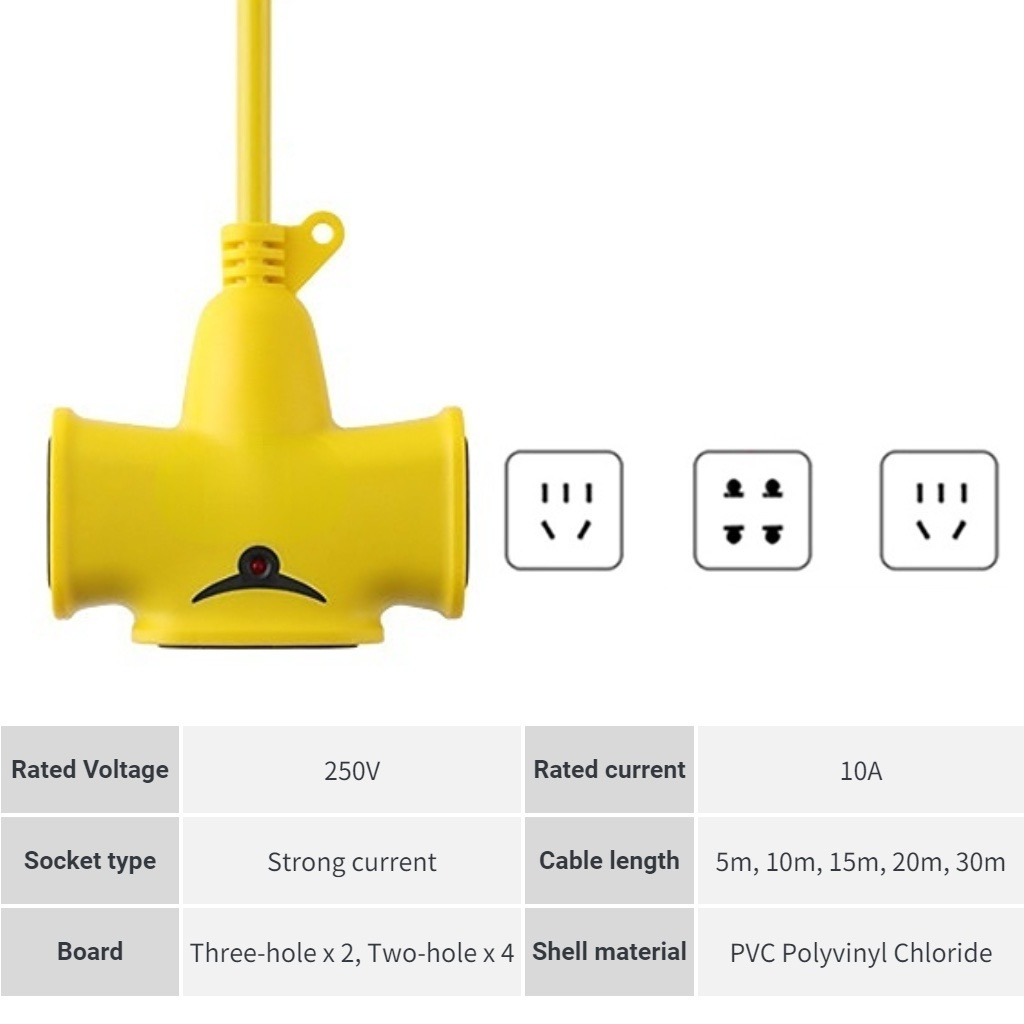 Extension Cord Socket With Cable Extra-long Plug-in Strip 5m 10m 20m ...