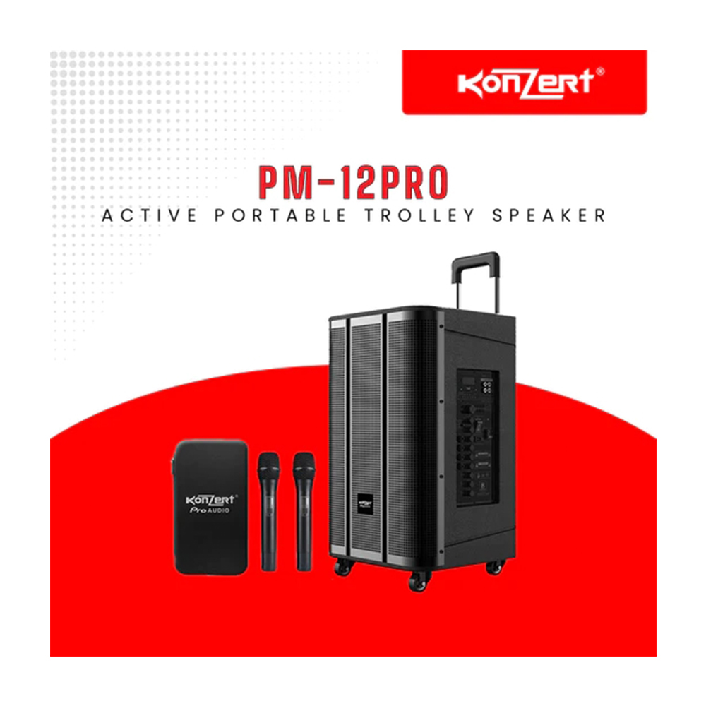Konzert PM-12PRO 12" 600W Portable Active Trolley TWS Speaker with ...