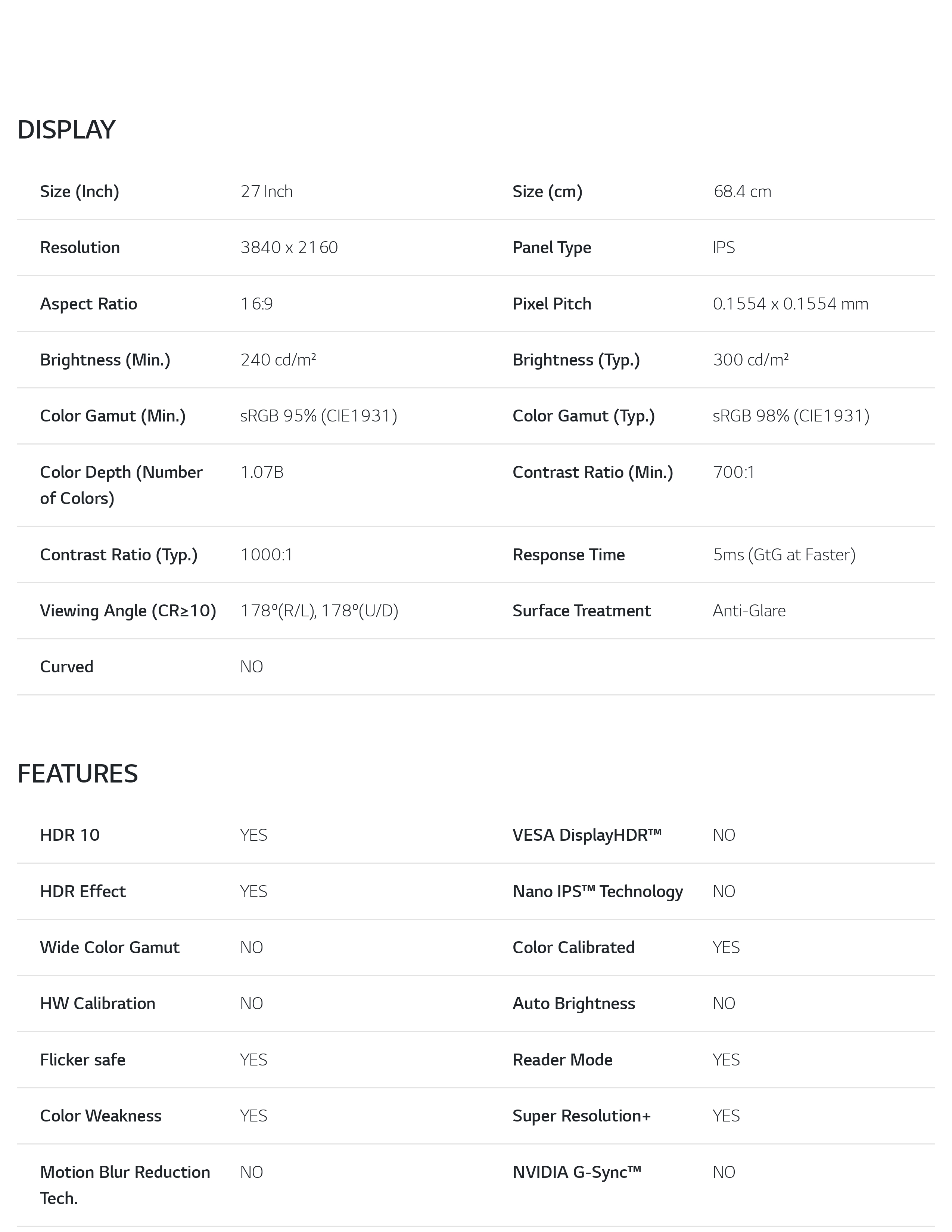 LG 27UL550-W 27" IPS LED 60Hz 4K UHD HDR Monitor Ergo Stand, HDMI ...