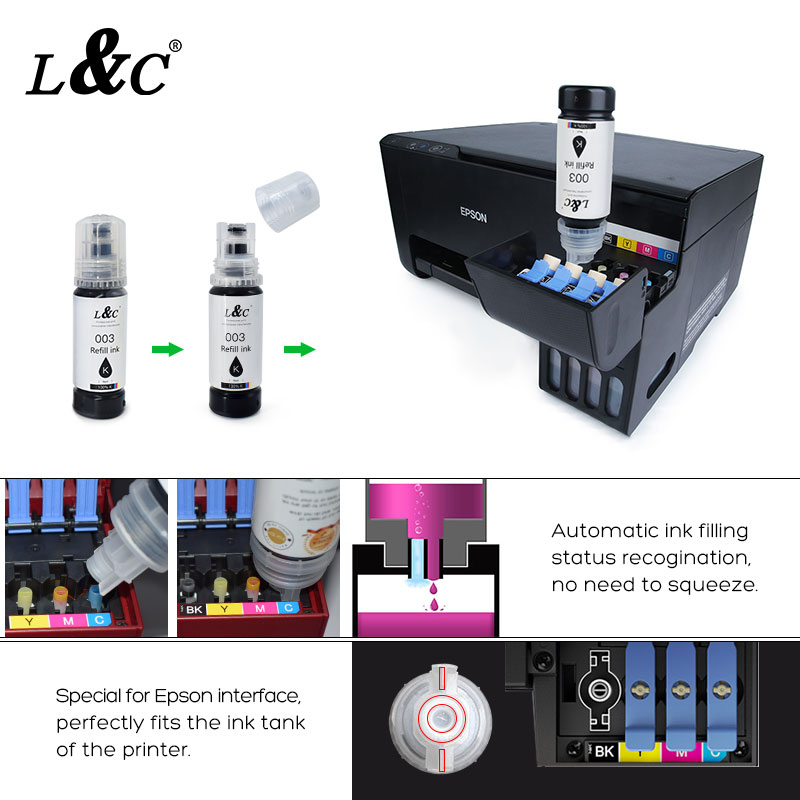L&C Premium Refill ink 003 Ink Dye Ink For Inkjet Printer L3110 L3116 ...