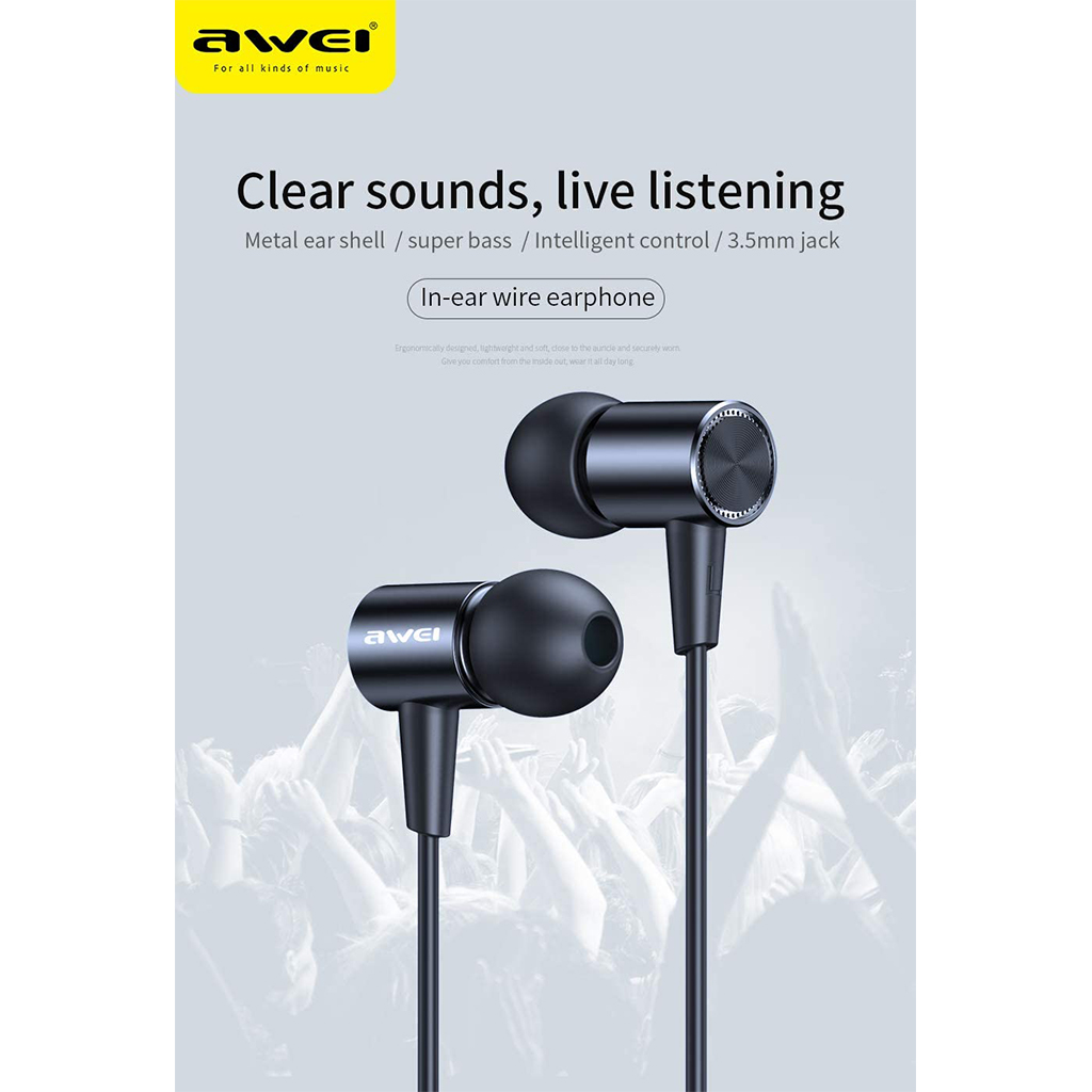 Awei L2 In-Ear Wired 3.5mm Jack Earbuds Earphones Noise Reduction ...