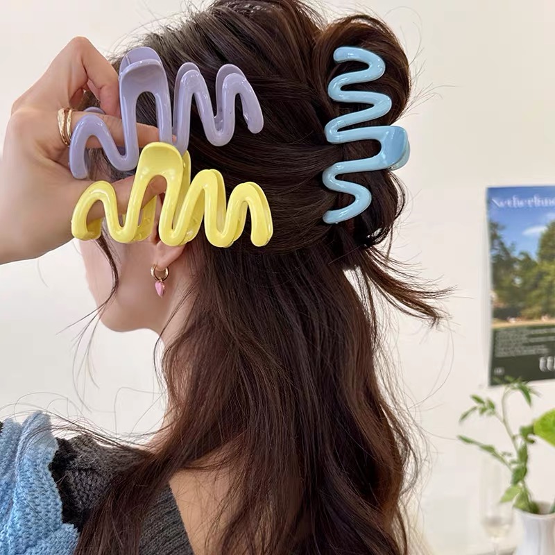 INS Large Size Wave Grab Clip Gentle Acrylic Hairpin Hairclips Hair ...