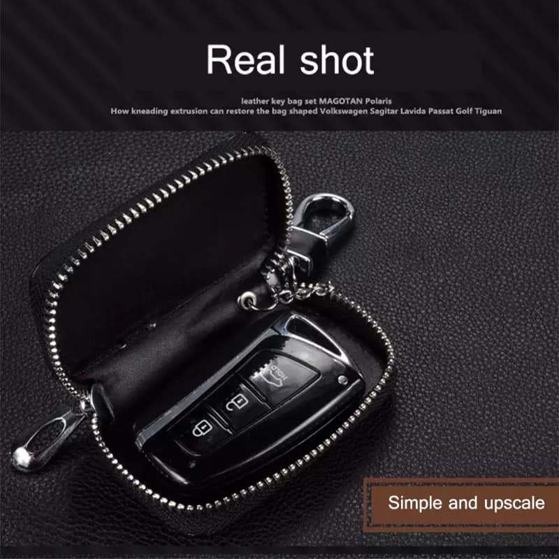 1pc Leather Car Key Wallet Key Holder Organizer Case Bag Zipper ...