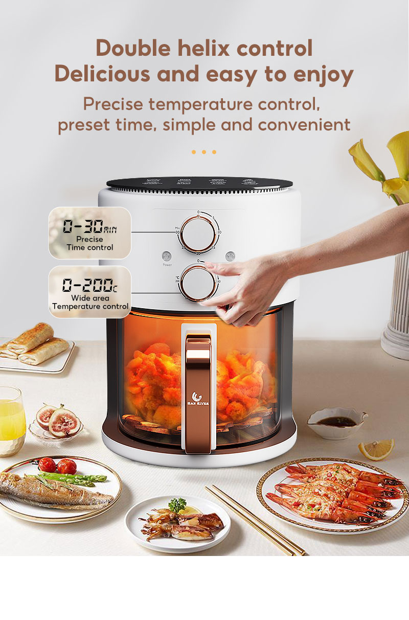 HAN RIVER 4L/5.5L/8L Air Fryer Dual Control Visualization Glass Pot ...