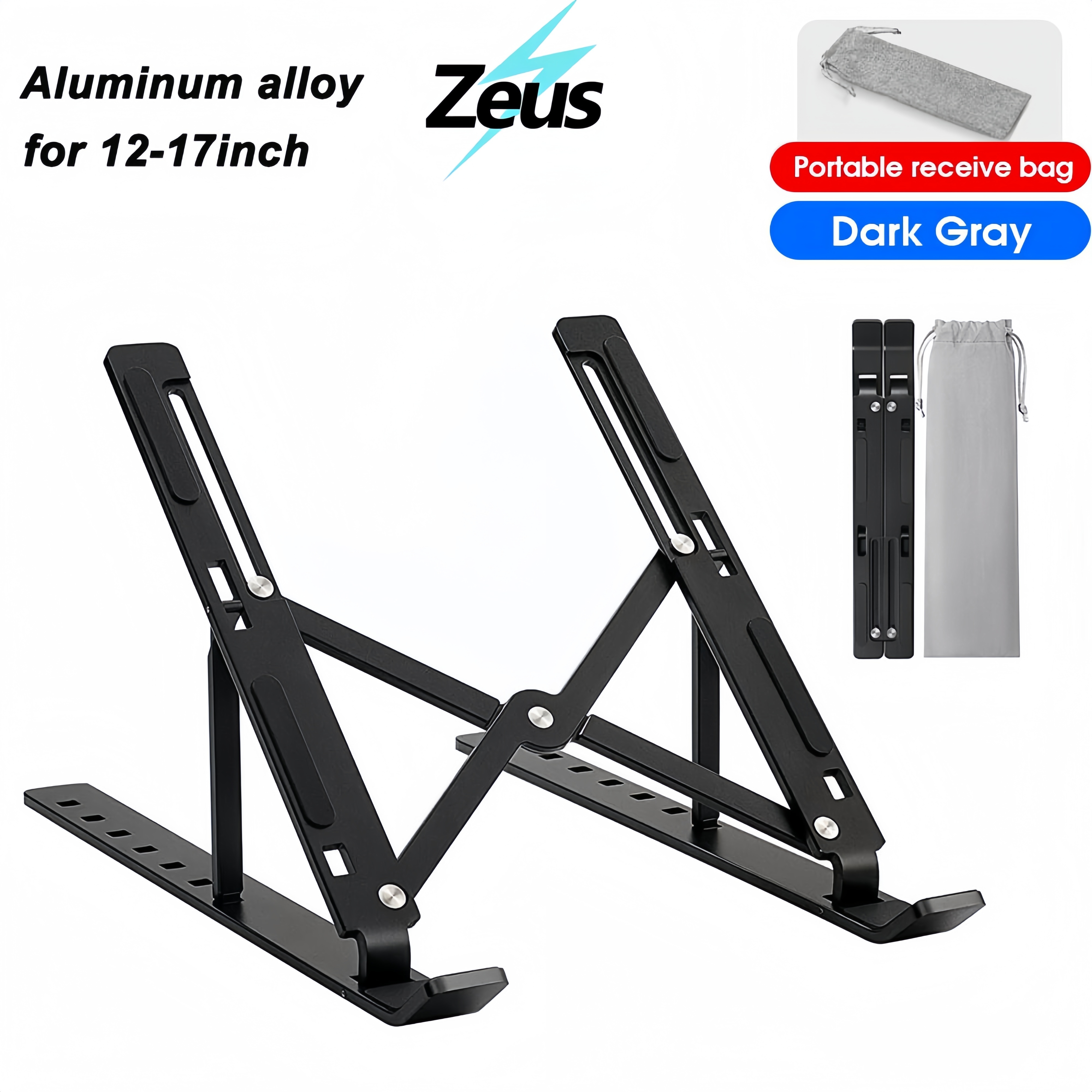 Zeus Laptop Stand Aluminum Alloy Foldable Portable Laptop Heighten Bracket Notebook Stand EMS-99 ...