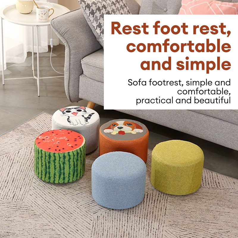 [5 color]Sofa stool Soft seat Soft chair Cute fabric round stool Home ...