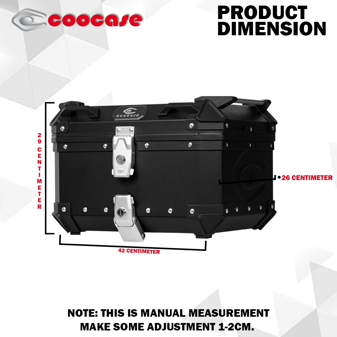COOCASE ALUMINUM TOP BOX W/ EMBOSSED LOGO 32L / HEAVY-DUTY ALLOY REAR TAIL BOX W/ INSULATED BAG ...