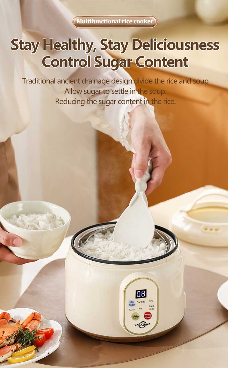 KANAZAWA Low Sugar Rice Cooker 2L Mulitfunctional Mini Cooker | Shopee ...