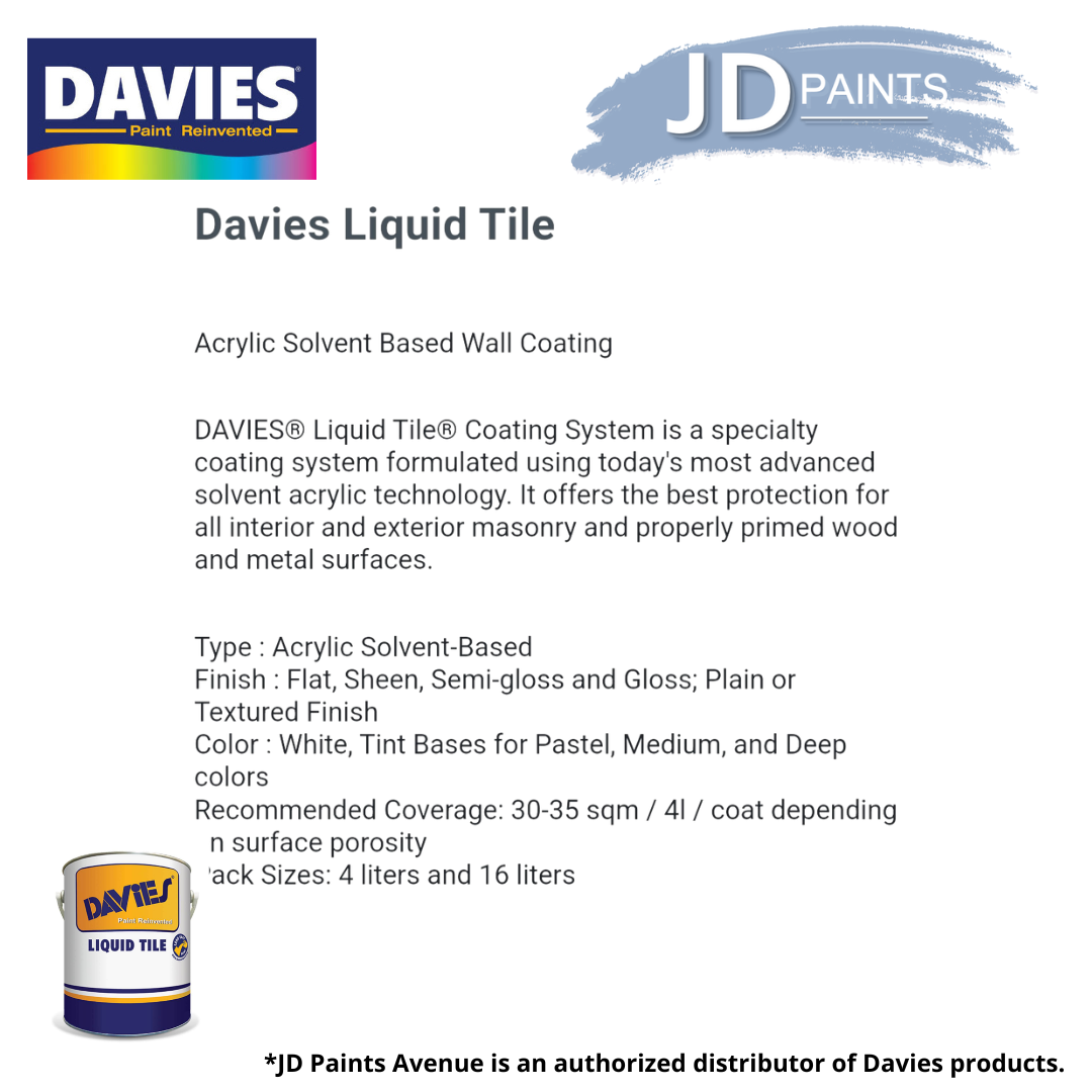 Davies Liquid Tile Topcoat Clear (DV-5-550) 4L | Shopee Philippines