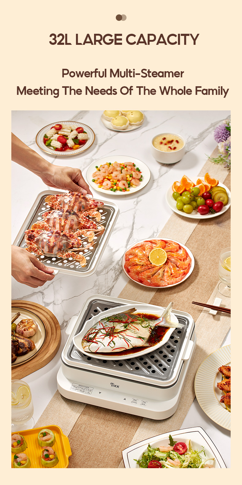 TIXX Siomai Steamer 3 Layers Electric Steamer Touch Screen Capacity ...