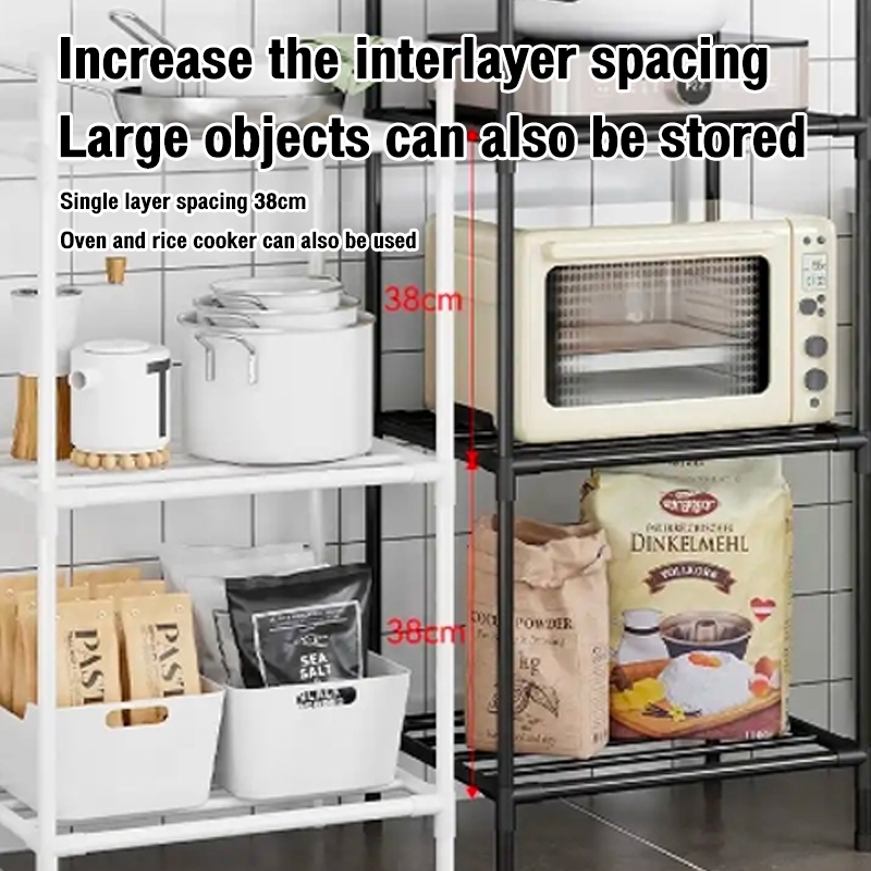 Black/White Kitchen Rack Organizer Rustproof Thicken Microwave Shelf ...