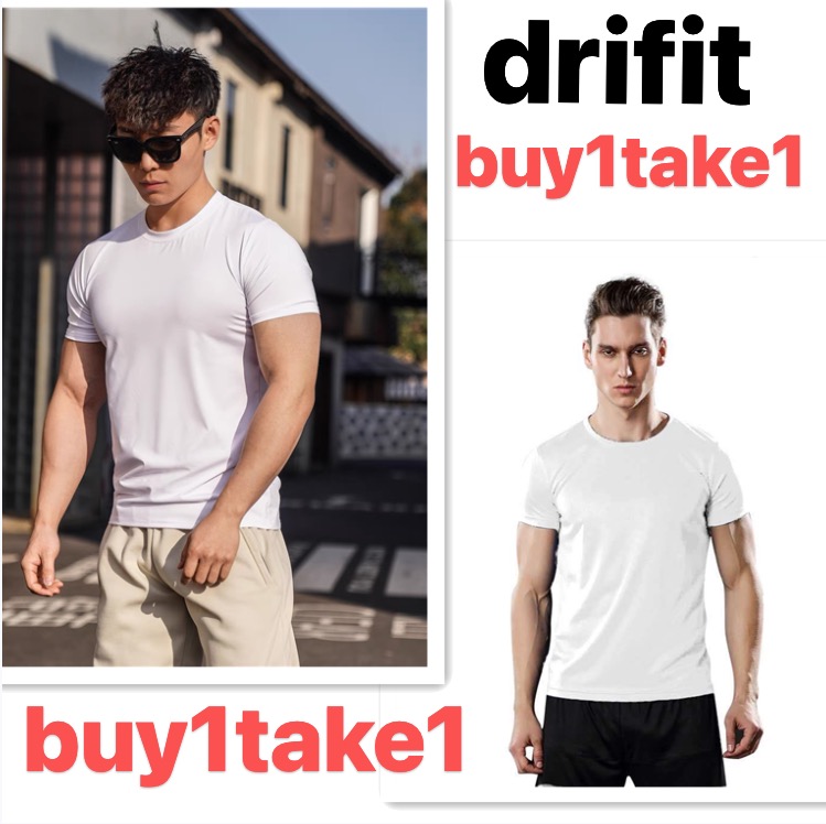 Buy 1 take 1 Drifit round neck shirt plain korean tops dri fit tee for ...