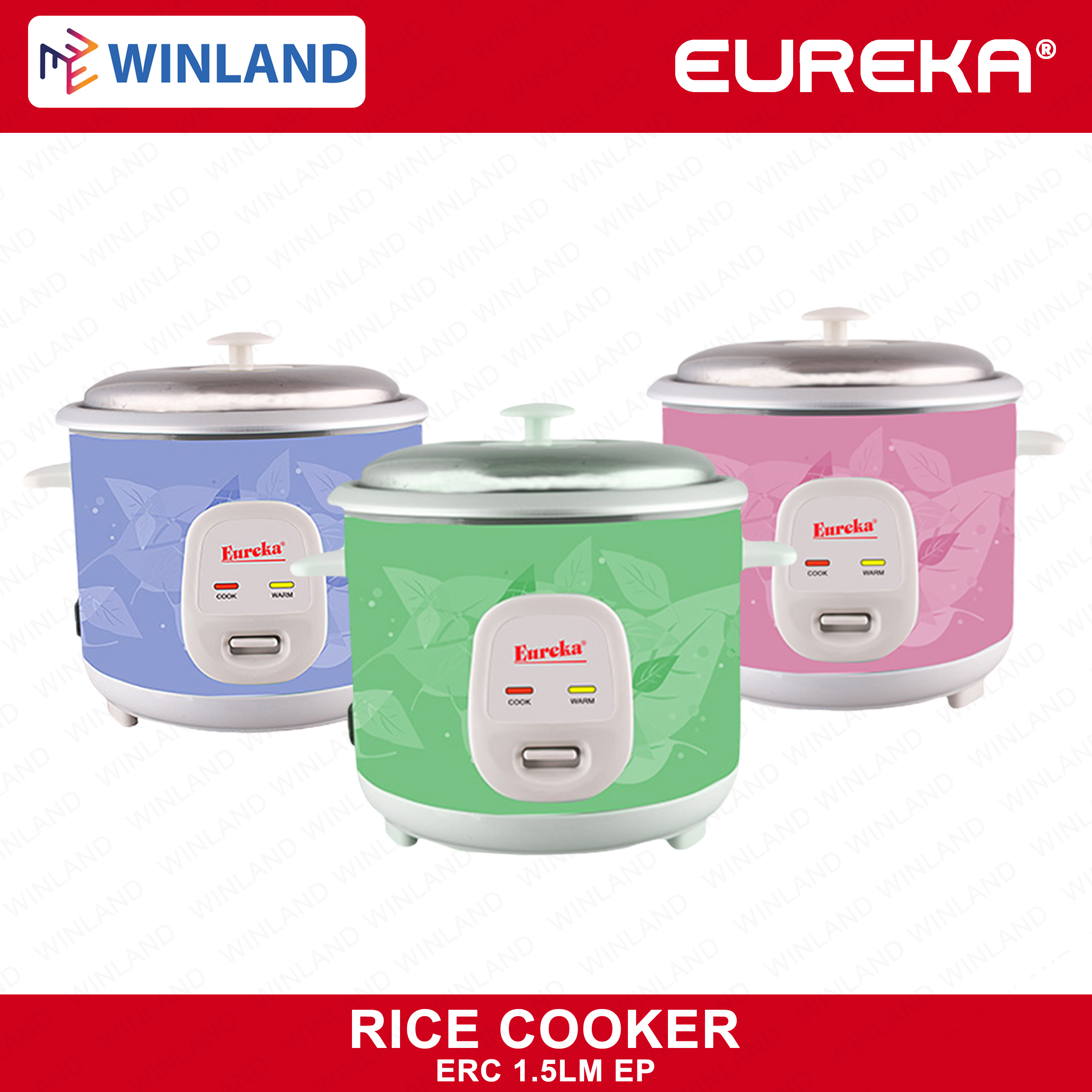 Eureka by Winland Rice Cooker without Steamer 8cups 500watts ERC-1.5LM EP | Shopee Philippines