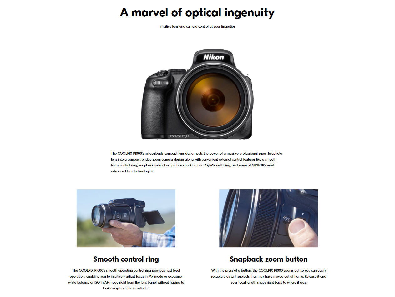 Nikon COOLPIX P1000 Digital Bridge Camera w/ 4K 30 FPS Video, 16 MP ...