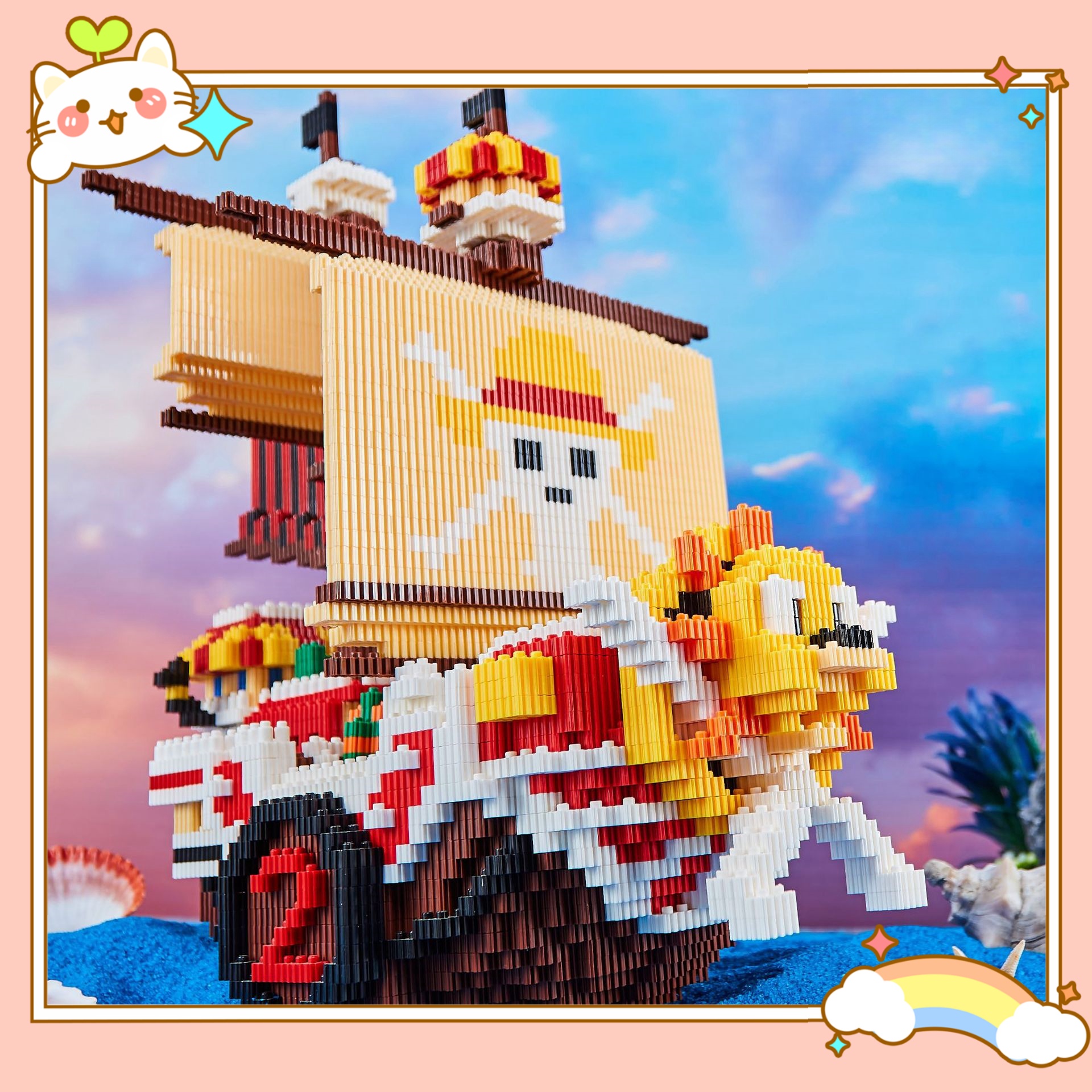 DIY Japanese anime pirate ship nano miniature building blocks children ...