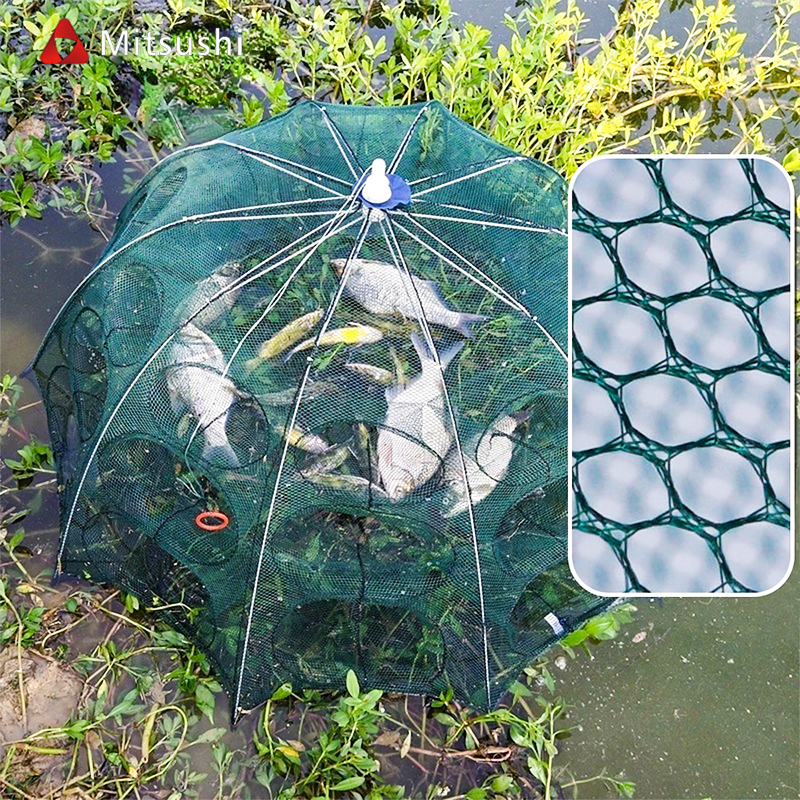 Mitsushi Folding Umbrella Fish Net Shrimp Cage CrabTrap Fish Trap ...