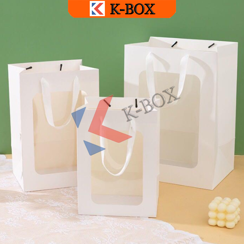 10PCS set Paper Bag Window Clear Window Gift Bags for Stuff Toys Flower ...