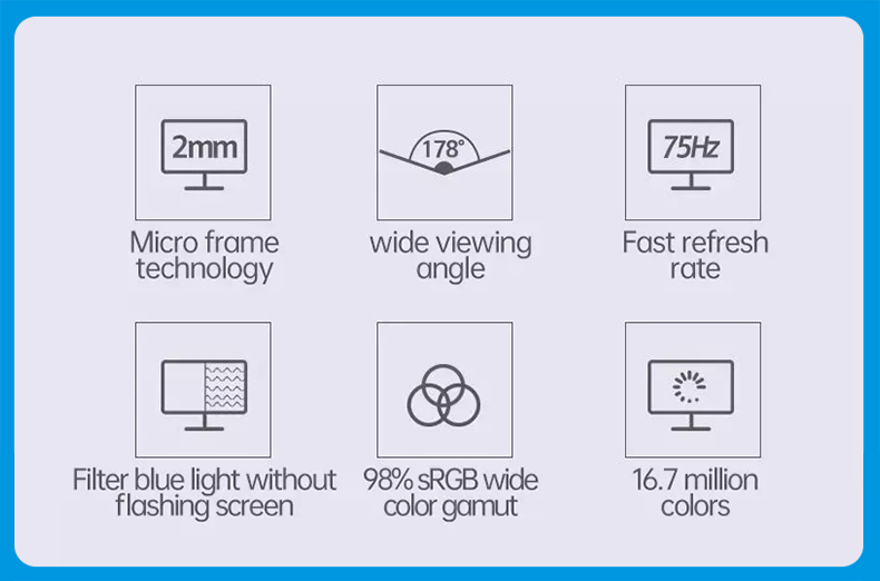 ICON Monitor 19/22/24 Inch LED Rimless HDMI VGA Brand New Computer sets ...
