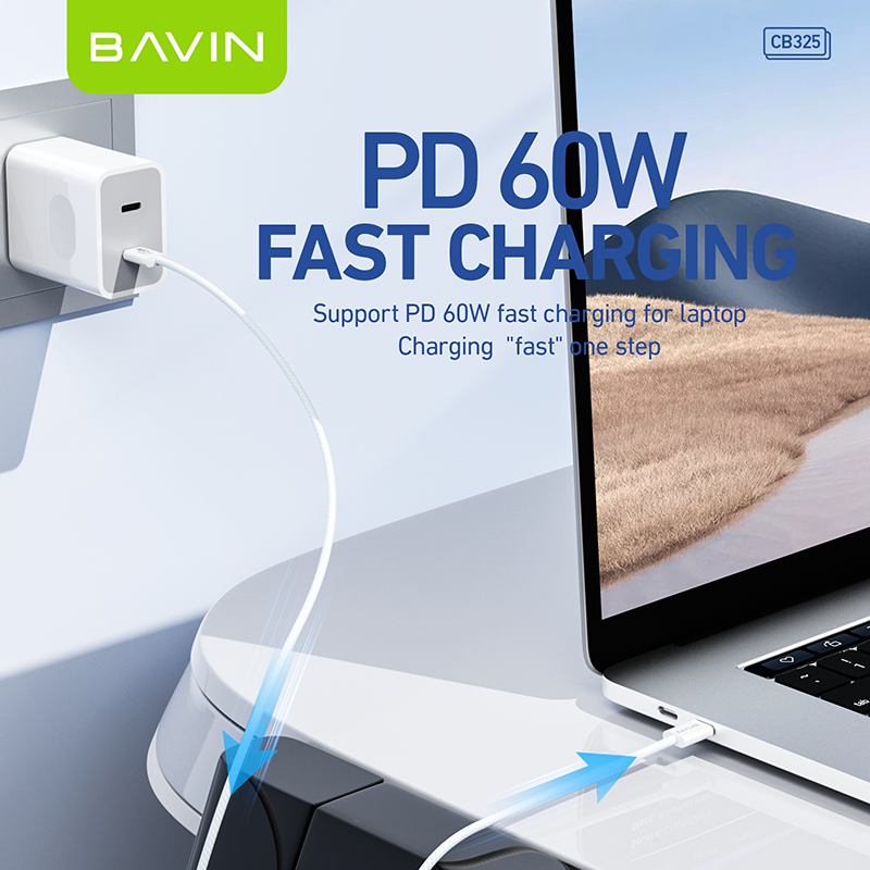 BAVIN CB325 60W USB C Cable Type C Data Cord PD Fast Charging For iPh 16 Series & Laptop ...