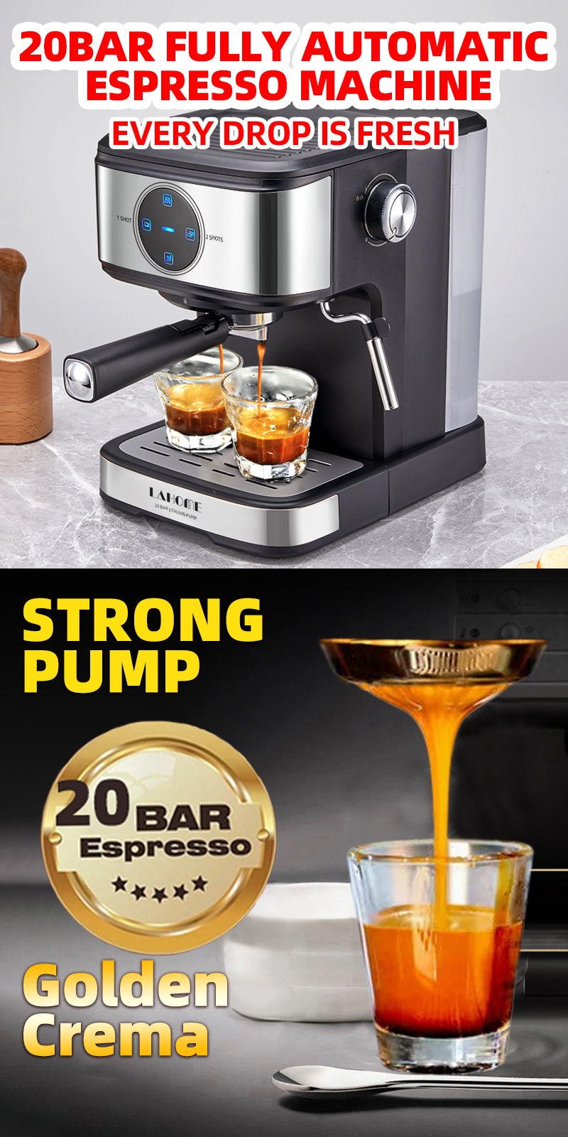 LAHOME Smart Fully Automatic Espresso Coffee Maker Machine Expresso ...