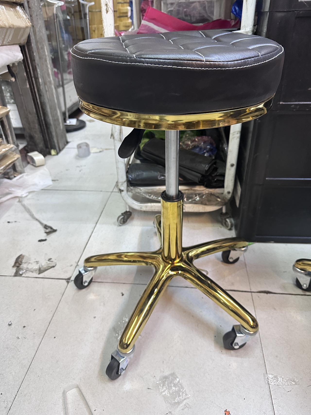 salon stool gold frame for salon use | Shopee Philippines