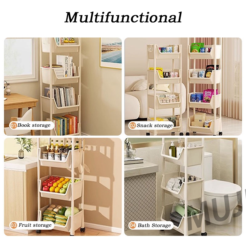 MUJU Multi-layer Storage Rack Mobile Snack/Toy Trolley Desk Side Book ...