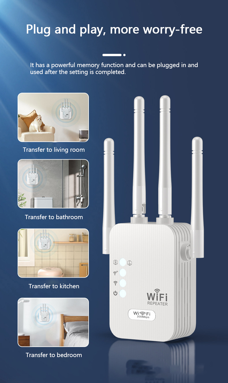 Full signal 400Mbps WiFi Extender 2.4g WiFi Repeater Extender signal ...