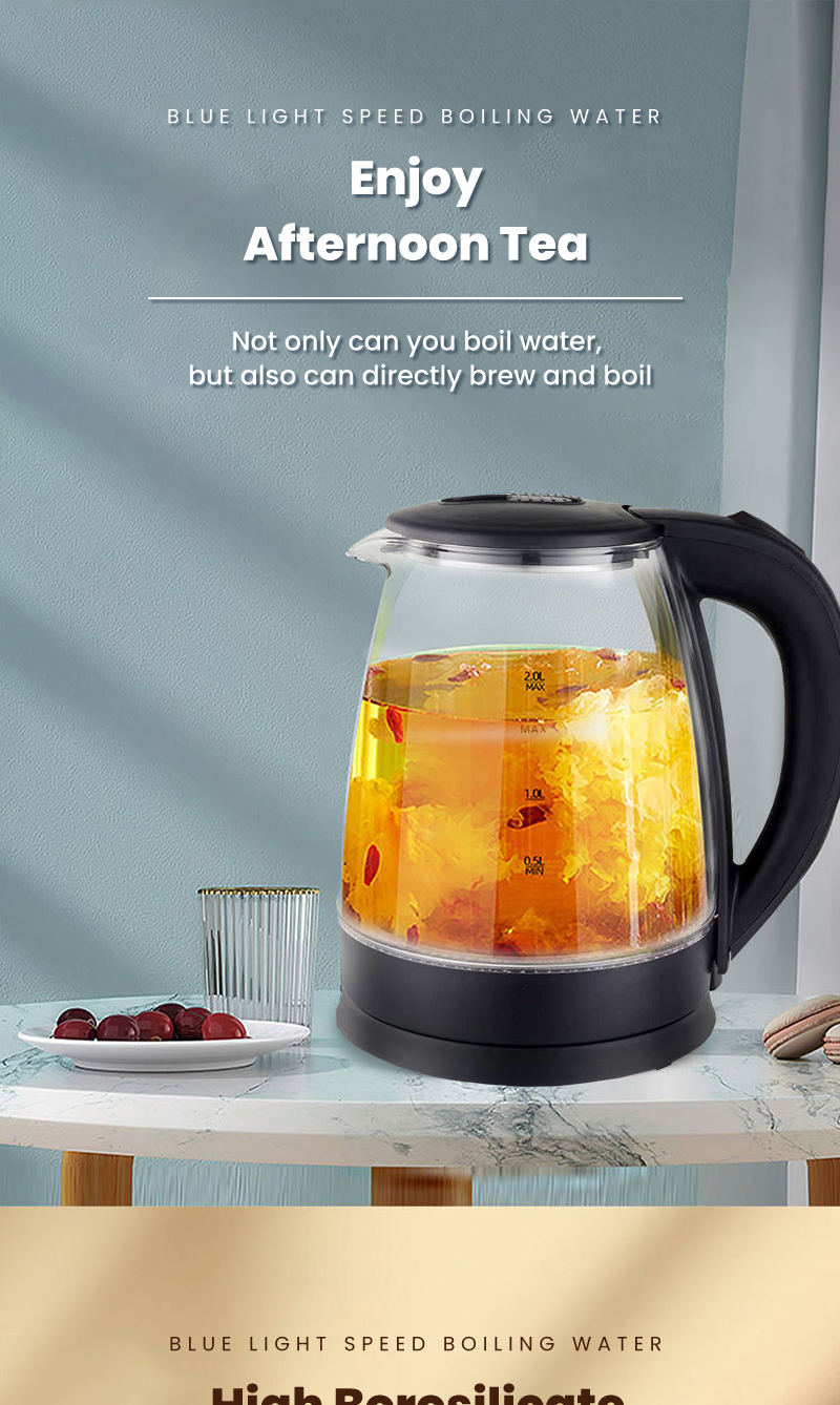 2L Auto Switch Cordless Glass Electric Kettle Electric Kettle Fast Boiling Home Kitchen Office ...