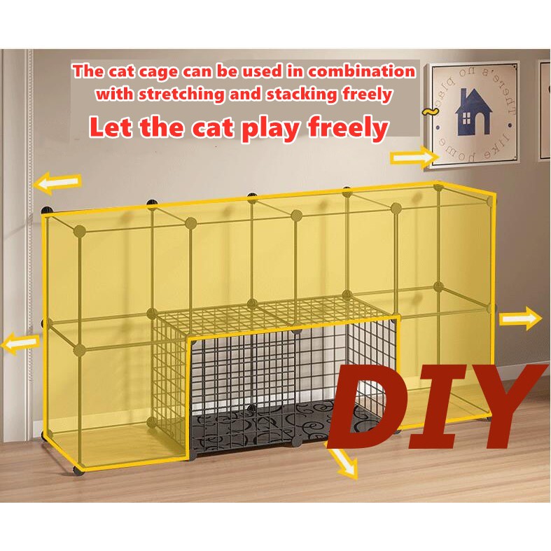 DIY Metal Anti-rust Cat Cage Cat Rabbit Cage easy assemble Foldable Pet ...