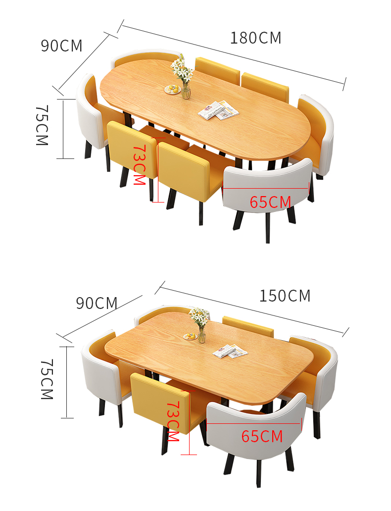 Business rectangular office meeting table home six people dining table ...