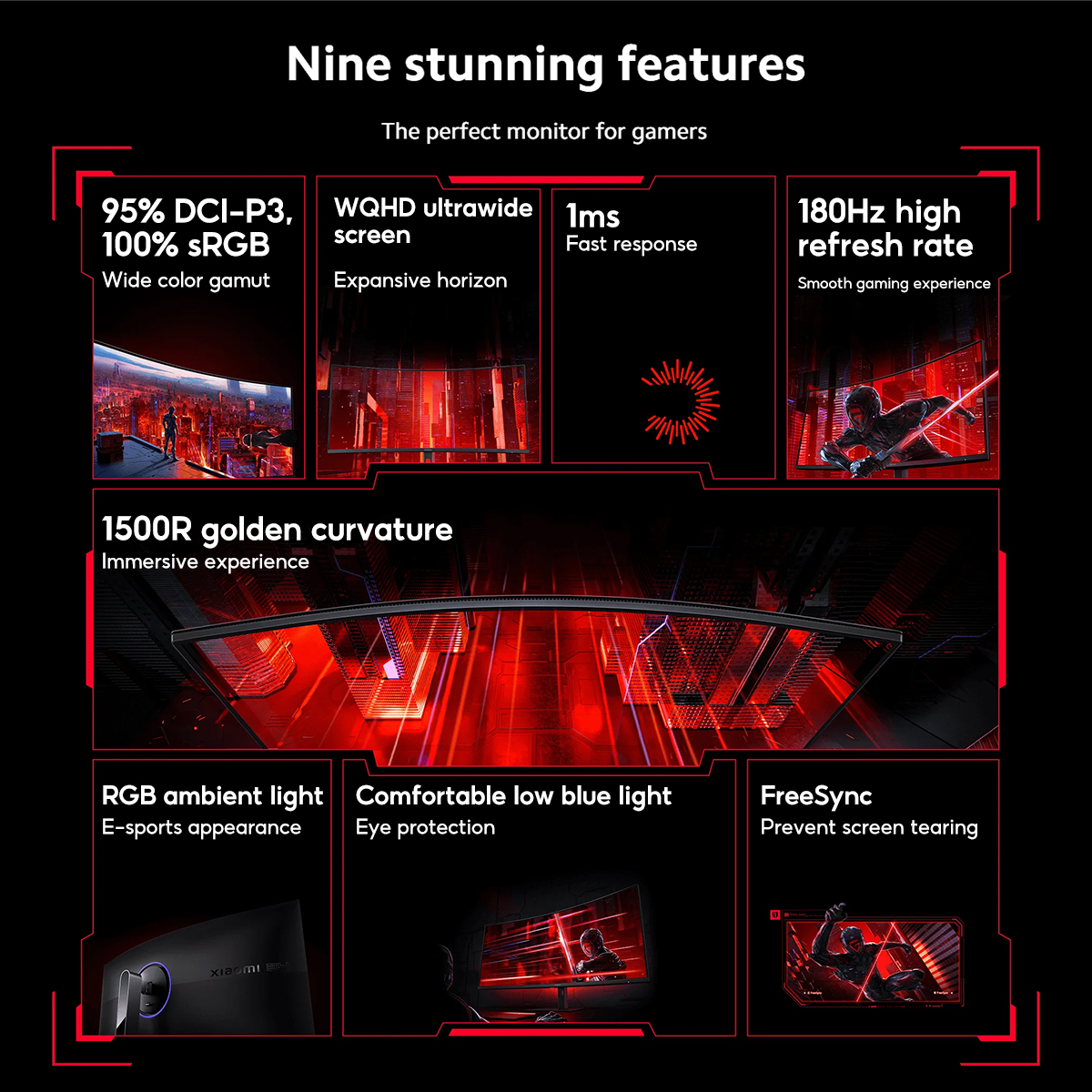 【Global Version】Xiaomi Redmi G34WQi 34 Inch Curved Gaming Monitor 1ms ...