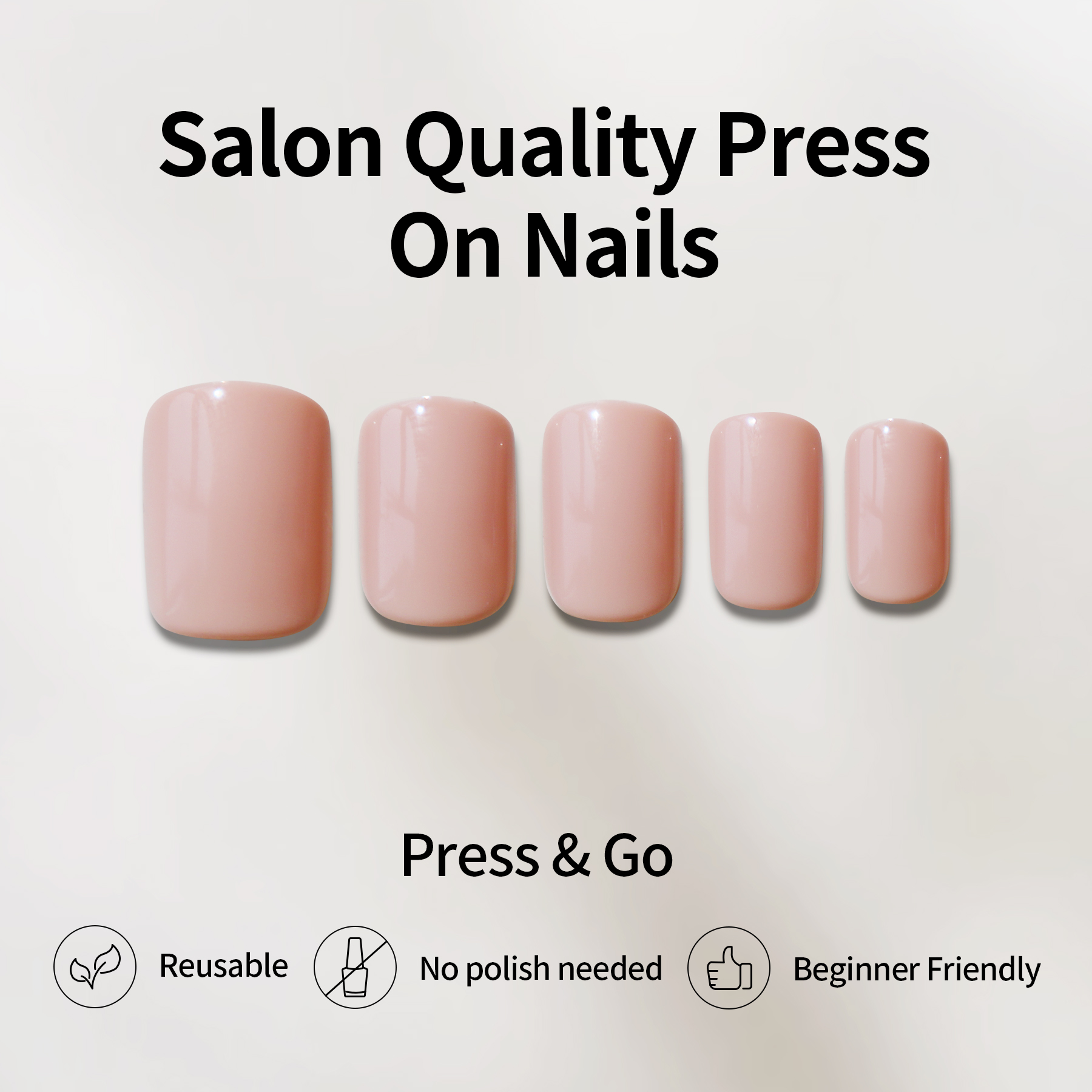 GLAMFIX Insta Press-On Nail Kit Bare 04- Pressed On Nails Nude Fake ...