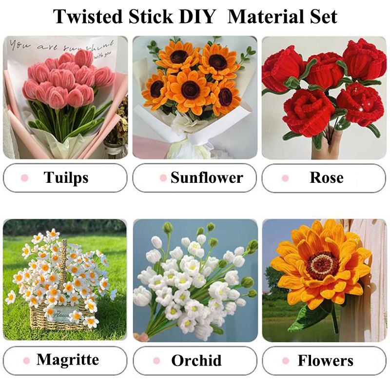 100Pcs DIY Multicolour Fuzzy Wire Twisted Stick Craft Flower Children ...