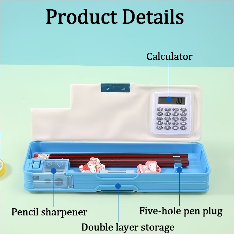METECH Pencil Case For Kids With Calculator Sharpener Unicorn Cute ...