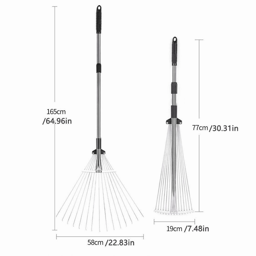 Adjustable Metal Rake Collapsible Telescopic Garden Yard Lawn Ideal for ...