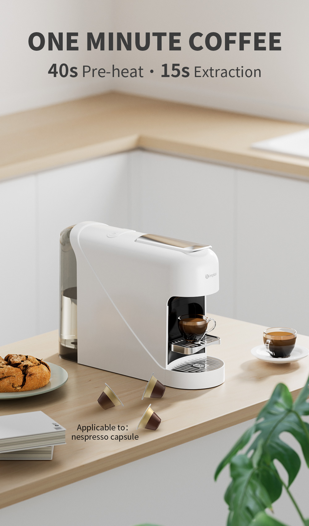 INSSA x Simplus Capsule Coffee Maker Espresso Coffee Machine 20 Bar ...