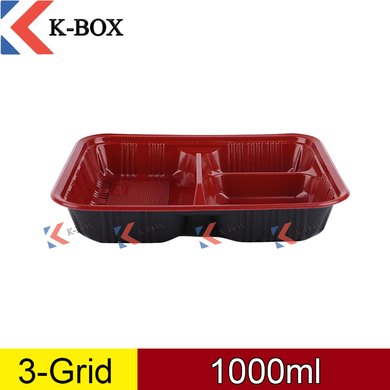 COD (25PCS) Red Bento Box With Back Cover 1/2/3/4/5 Grid Partition ...