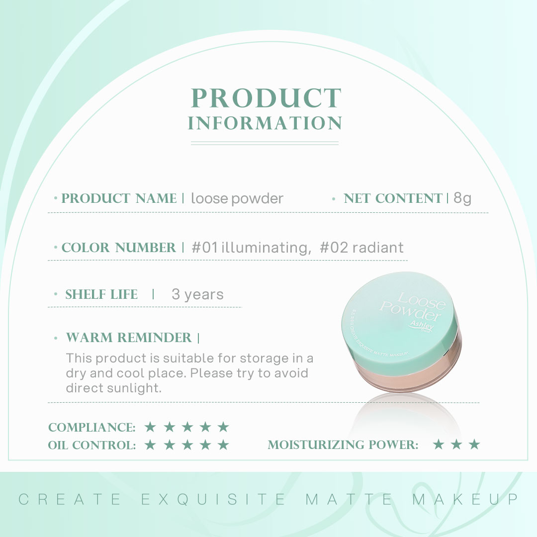 Ashley Shine Face Powder Matte Finish Oil-Control Long-lasting Smooth ...