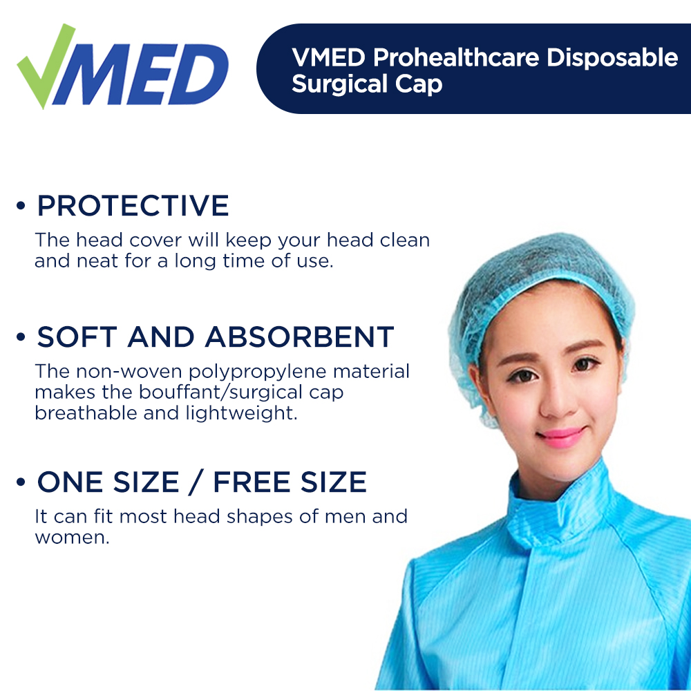 VMED Prohealthcare Disposable Non-Woven Hair Net Surgical Cap 1 Pack ...