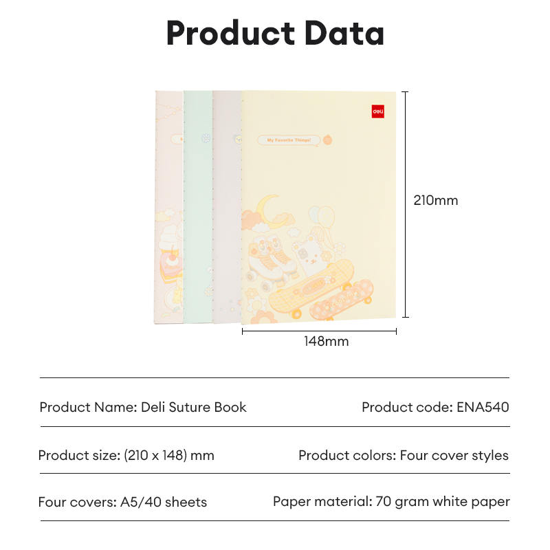 Deli A5 Writing Notebooks For Student 40 Sheets Line Notebook School ...